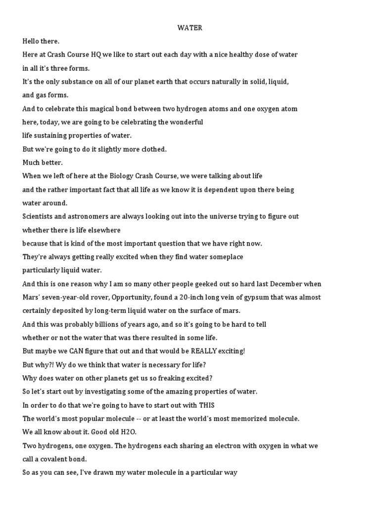 WATER Draft | PDF | Water | Chemical Bond