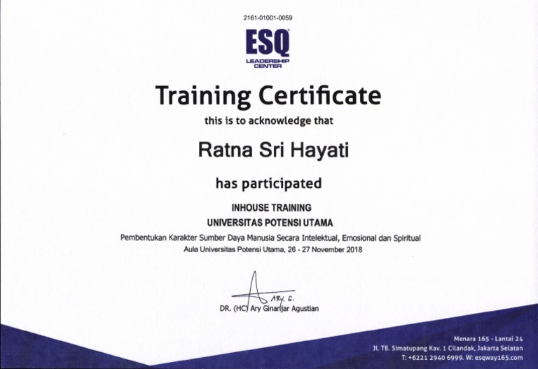 Sertifikat ESQ | PDF