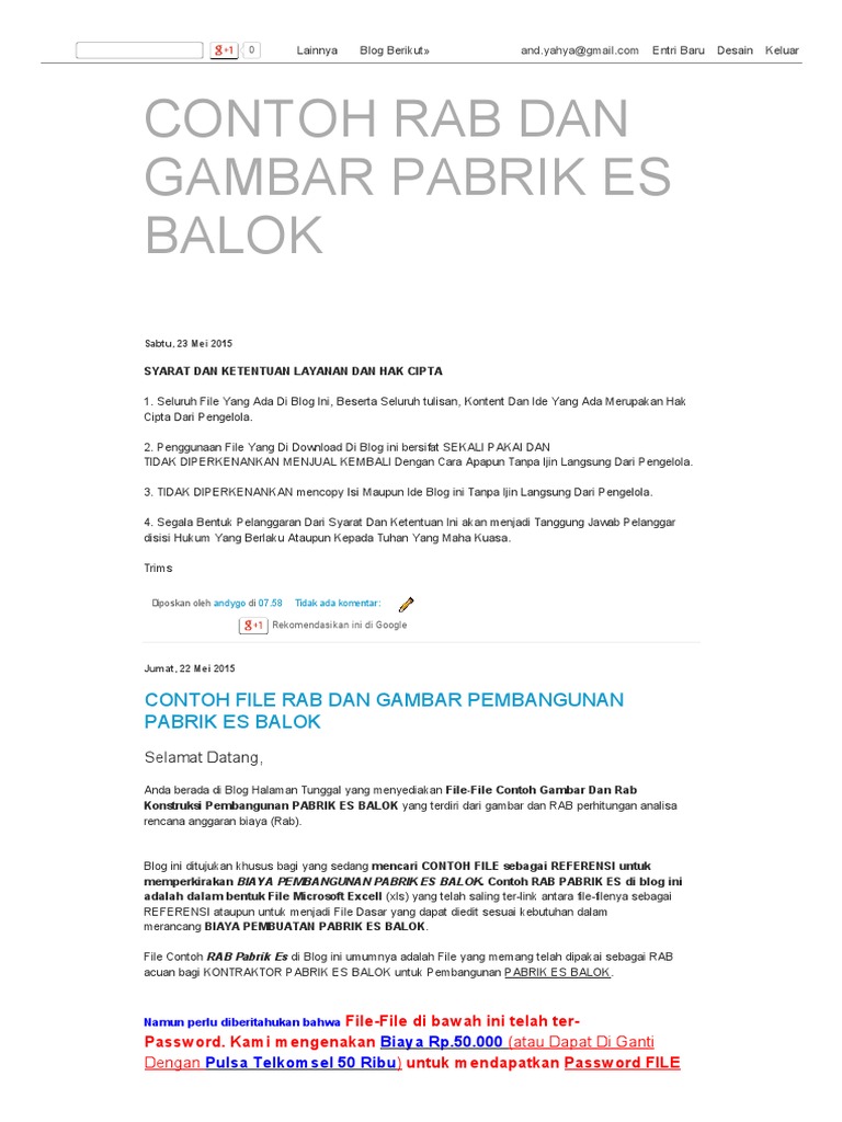 Dokumen - Tips Contoh Rab Dan Gambar Pabrik Es Balok | PDF