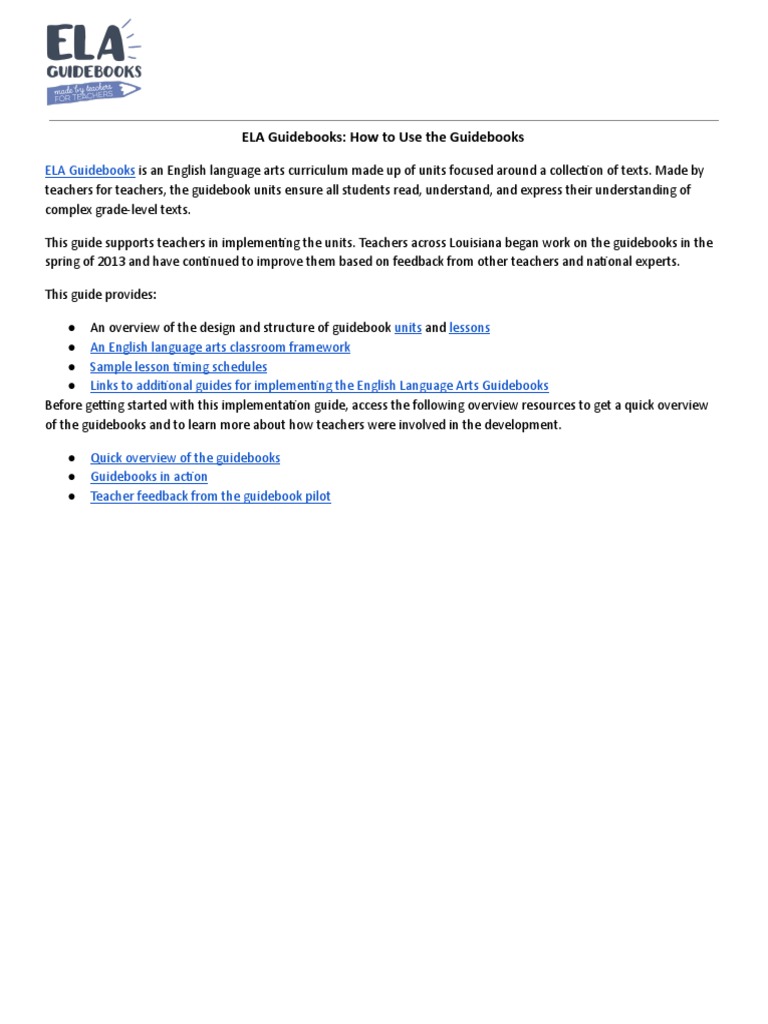 ELA Guidebooks: How To Use The Guidebooks | Download Free PDF ...