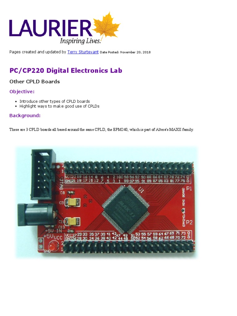 PC/CP220 Digital Electronics Lab: Other CPLD Boards | PDF | Power ...