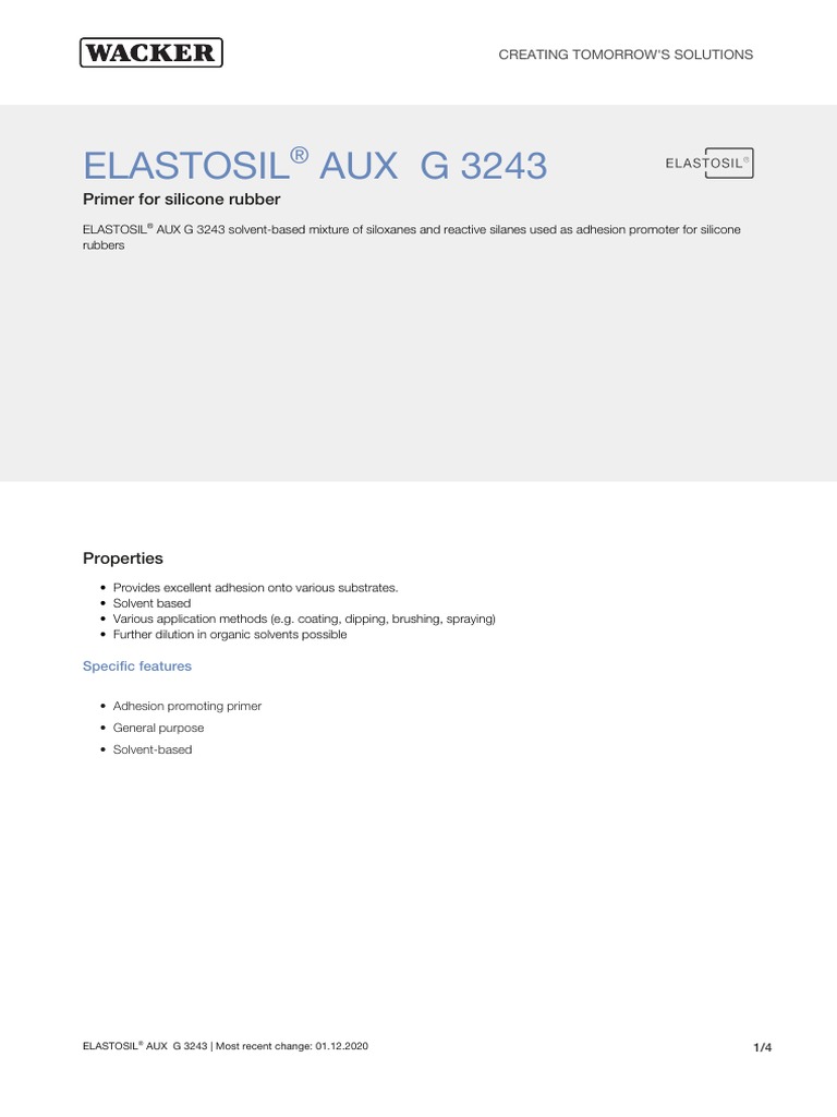 Elastosil Aux G 3243 | PDF | Silicone | Materials