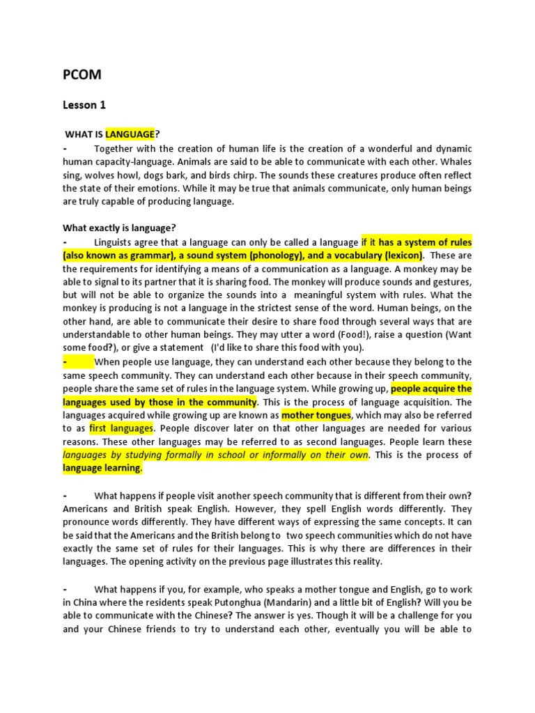 PCOM | PDF | Communication | Nonverbal Communication