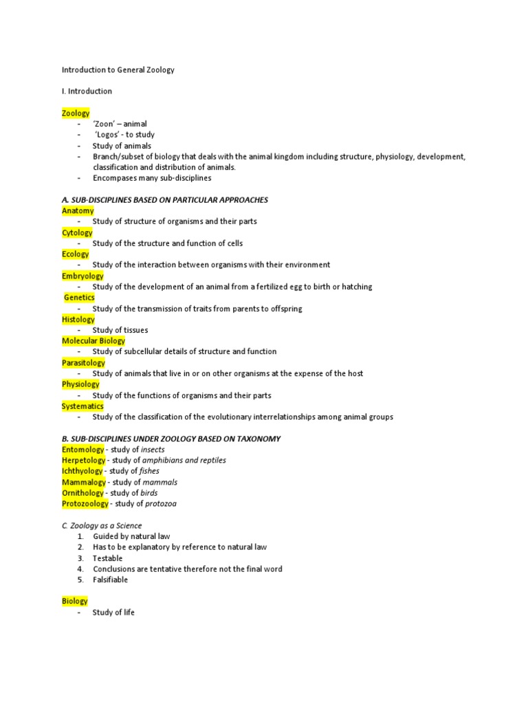 Zoology Lecture Notes | PDF | Scientific Method | Zoology