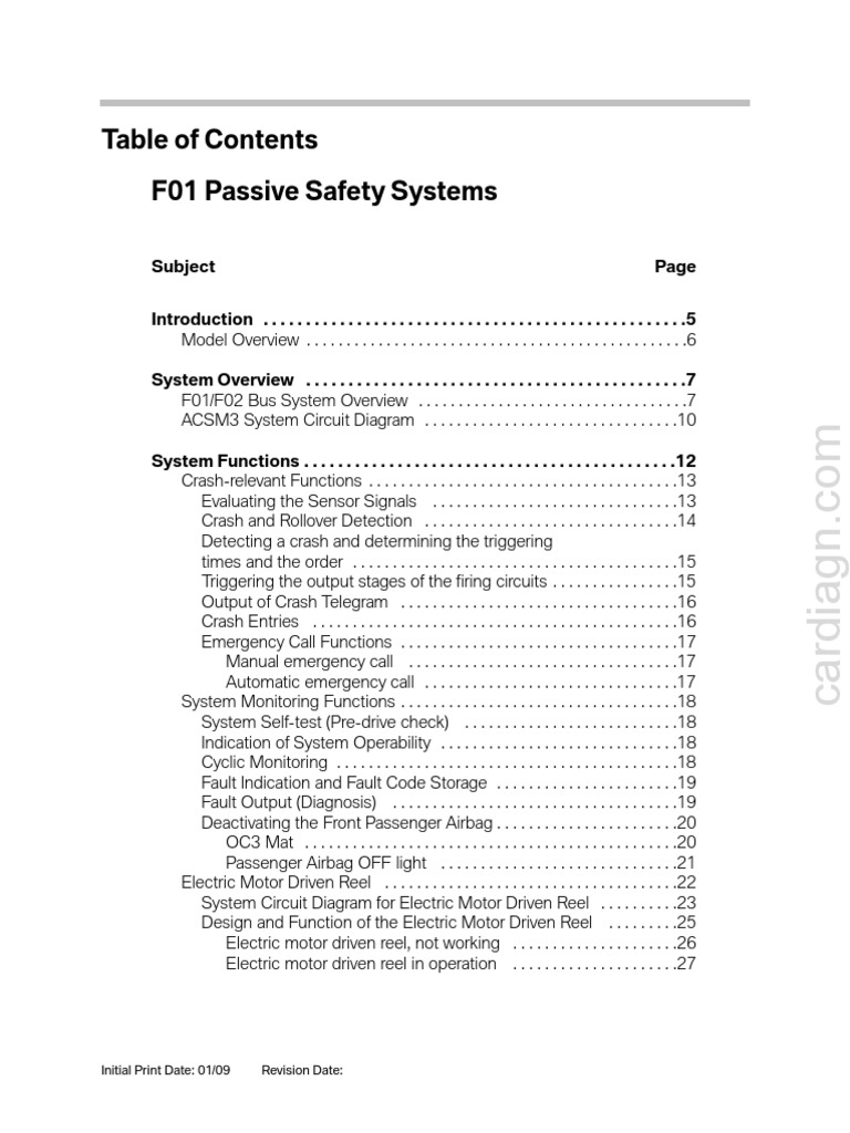F01 Passive Safety Systems | PDF | Airbag | Seat Belt