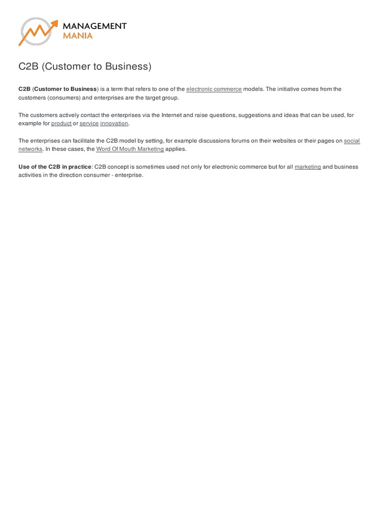 c2b Customer To Business | PDF