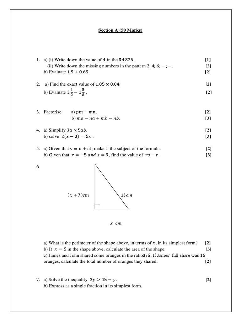Form 2 Paper 2-1 | PDF | Area | Elementary Mathematics