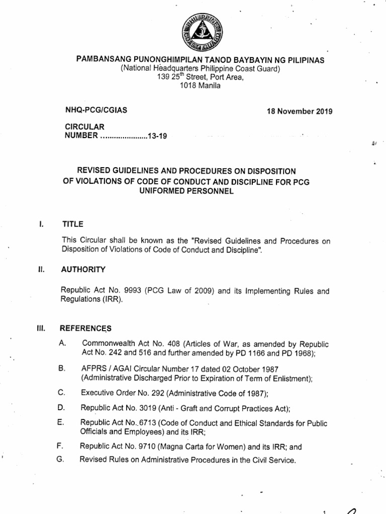 13-19 Revised Guidelines and Procedures On Disposition of Violations of ...