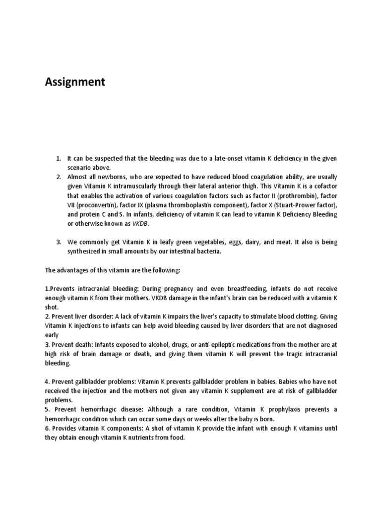 Assignment 1 | PDF | Bleeding | Vitamin