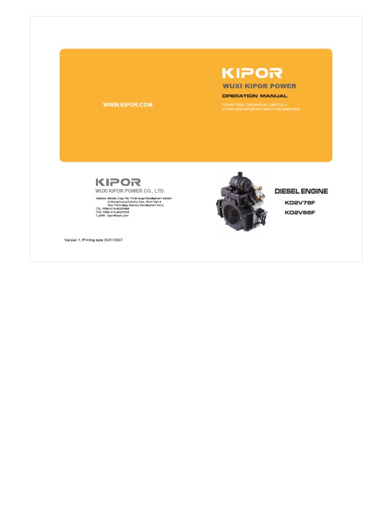 Wuxi Kipor Power: Diesel Engine | PDF | Piston | Diesel Engine