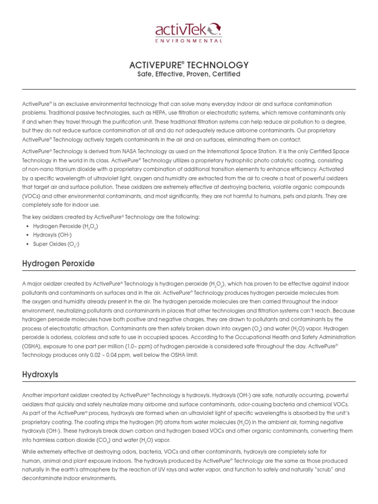 Exhibit 2 ActivTek ActivePure Technology | PDF | Ozone | Water