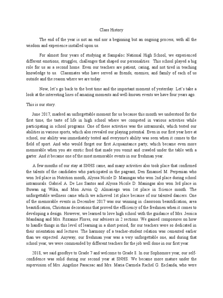 Sampaloc National High School Journey | PDF | Cognition | Human Nature