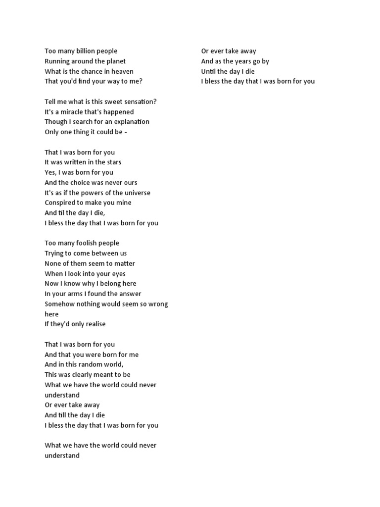Born For You Lyrics | PDF