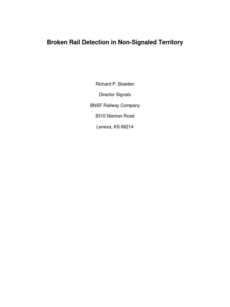 Broken Rail Detection in Non-Signaled Territory | PDF | Electrical ...