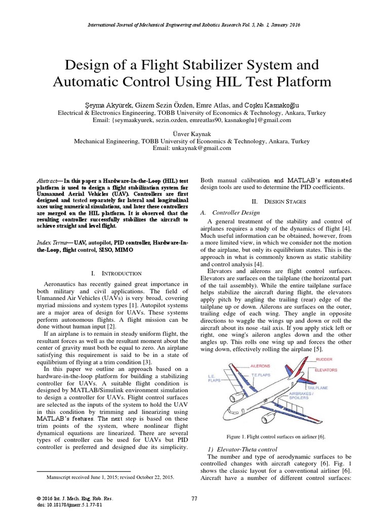 Design of A Flight Stabilizer System and Automatic Control | Download ...