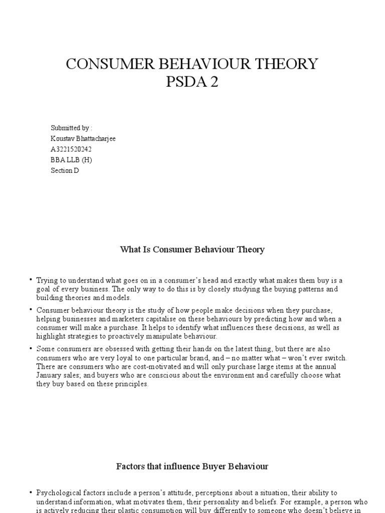 Eco PSDA Consumer Behaviour | PDF | Consumer Behaviour | Behavior