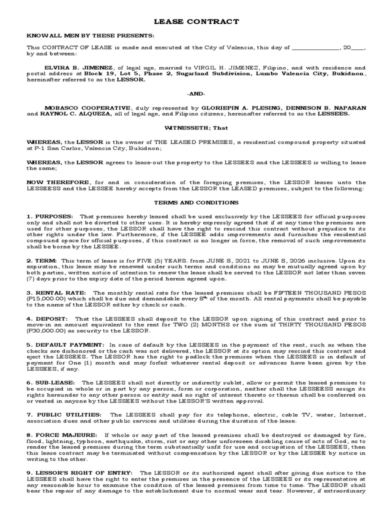 Lease Contract | PDF | Lease | Common Law