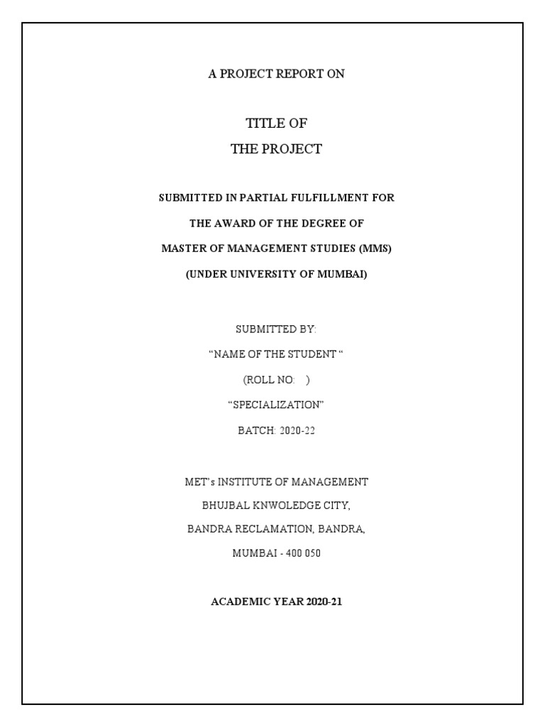 Summer Project Report (Sample) | PDF | Educational Stages