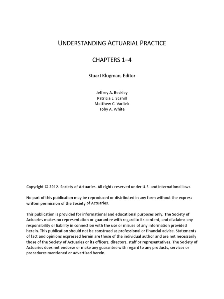 Understanding Actuarial Practice - Klugman | Download Free PDF ...