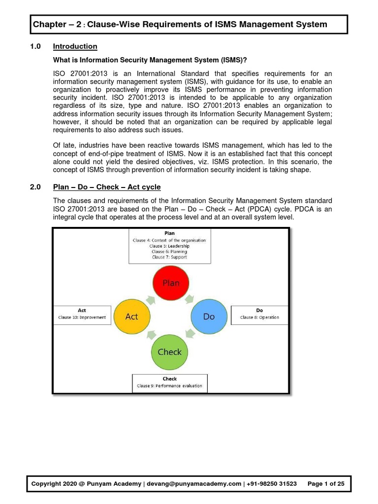 2 Clause-Wise Requirements of ISMS Management System | PDF ...
