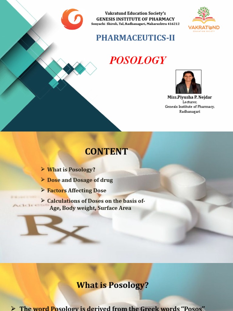 Posology | PDF | Chemistry | Dose (Biochemistry)