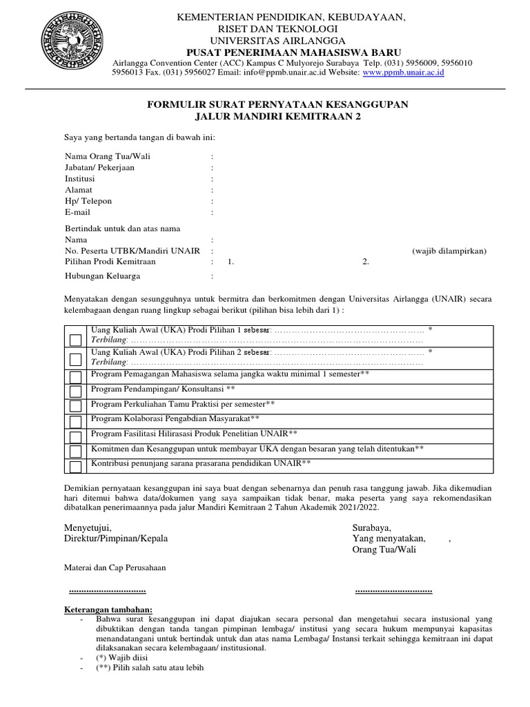 Form Komitmen Kemitraan 2021 | PDF | Karier & Perkembangan | Bisnis