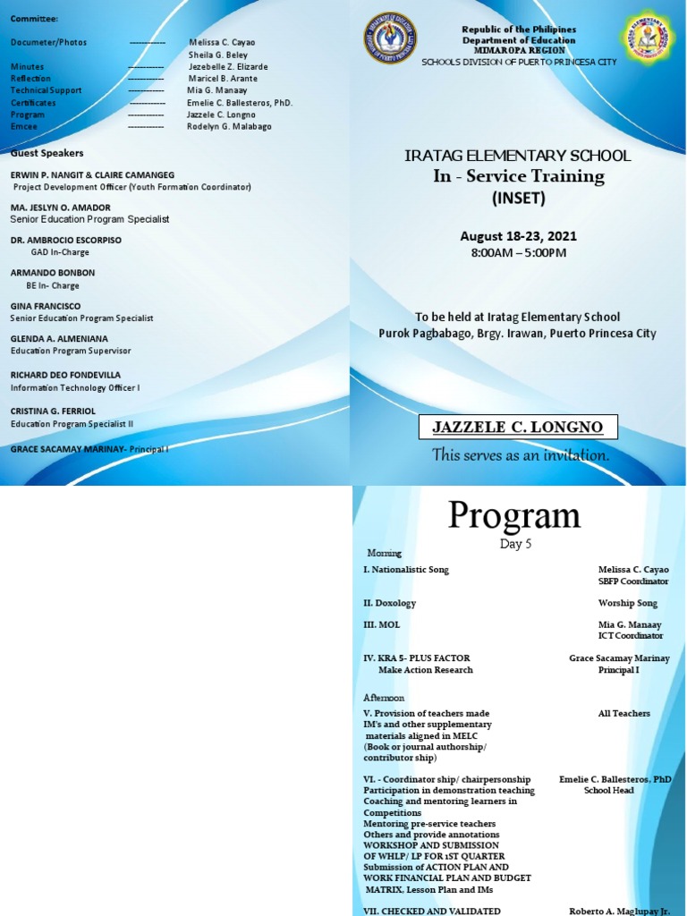 This Serves As An Invitation.: in - Service Training (Inset) | PDF ...