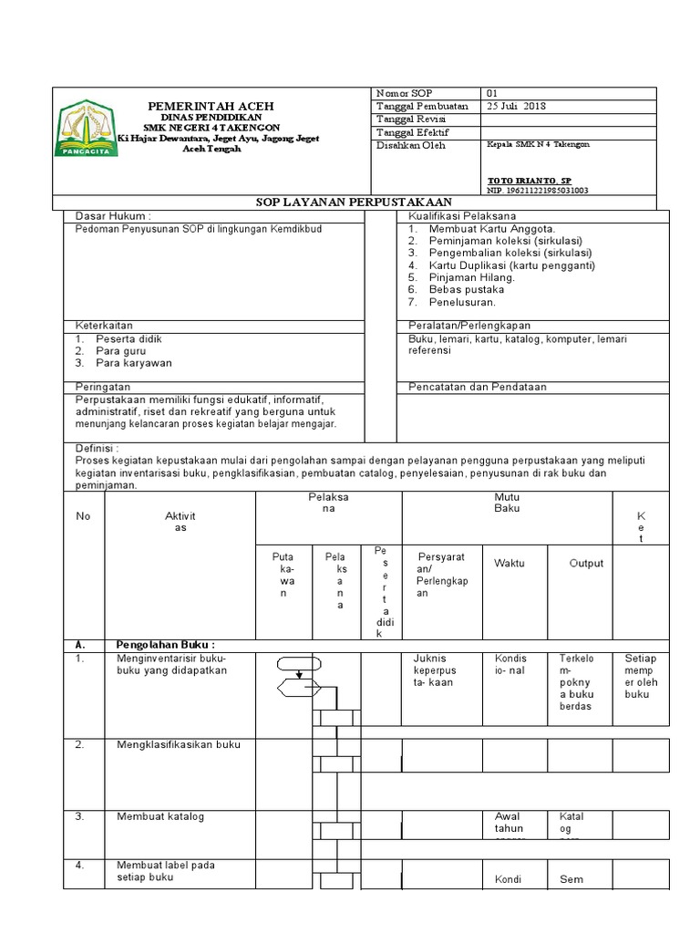 Sop Perpustakaan | PDF