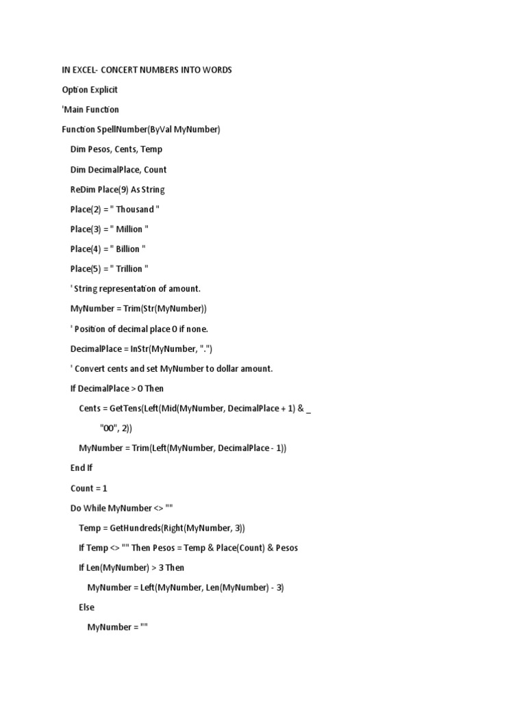eXCEL - CONVERT INTO WORDS | PDF | Computer Programming | Mathematics