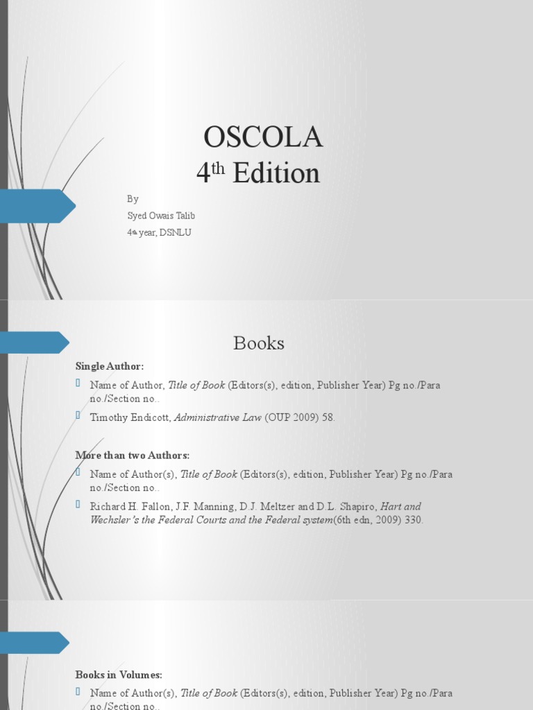 Oscola 4 Edition: by Syed Owais Talib 4 Year, DSNLU | PDF | Newspapers | Judiciaries