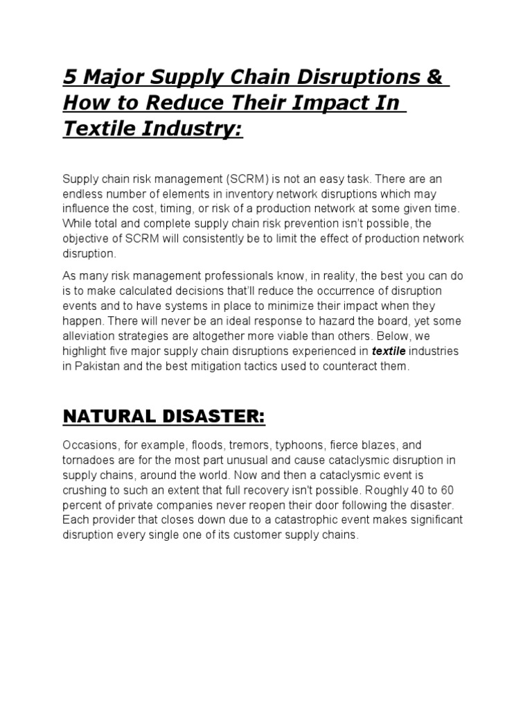 5 Major Supply Chain Disruptions | PDF | Supply Chain | Emergency ...