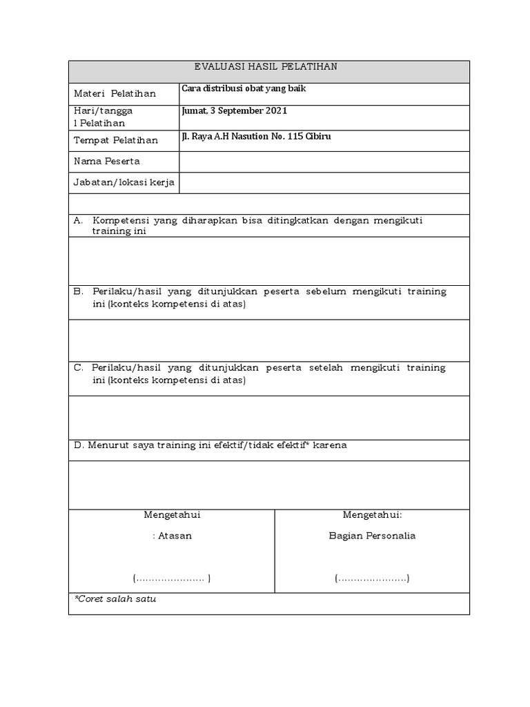 Evaluasi Hasil Pelatihan | PDF