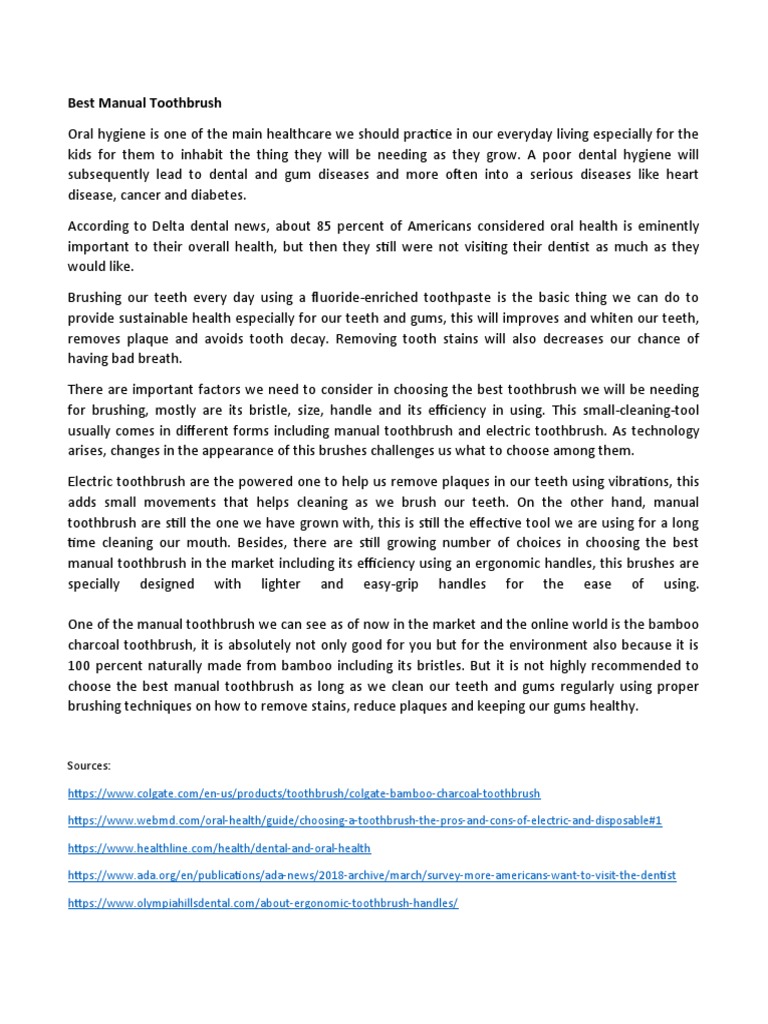 Best Manual Toothbrush Guide | PDF | Toothbrush | Oral Hygiene
