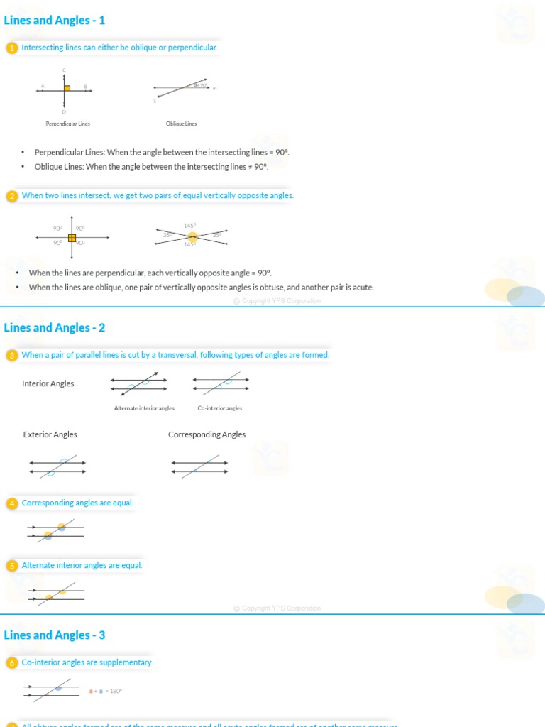Lines and Angles - 1: Intersecting Lines Can Either Be Oblique or ...