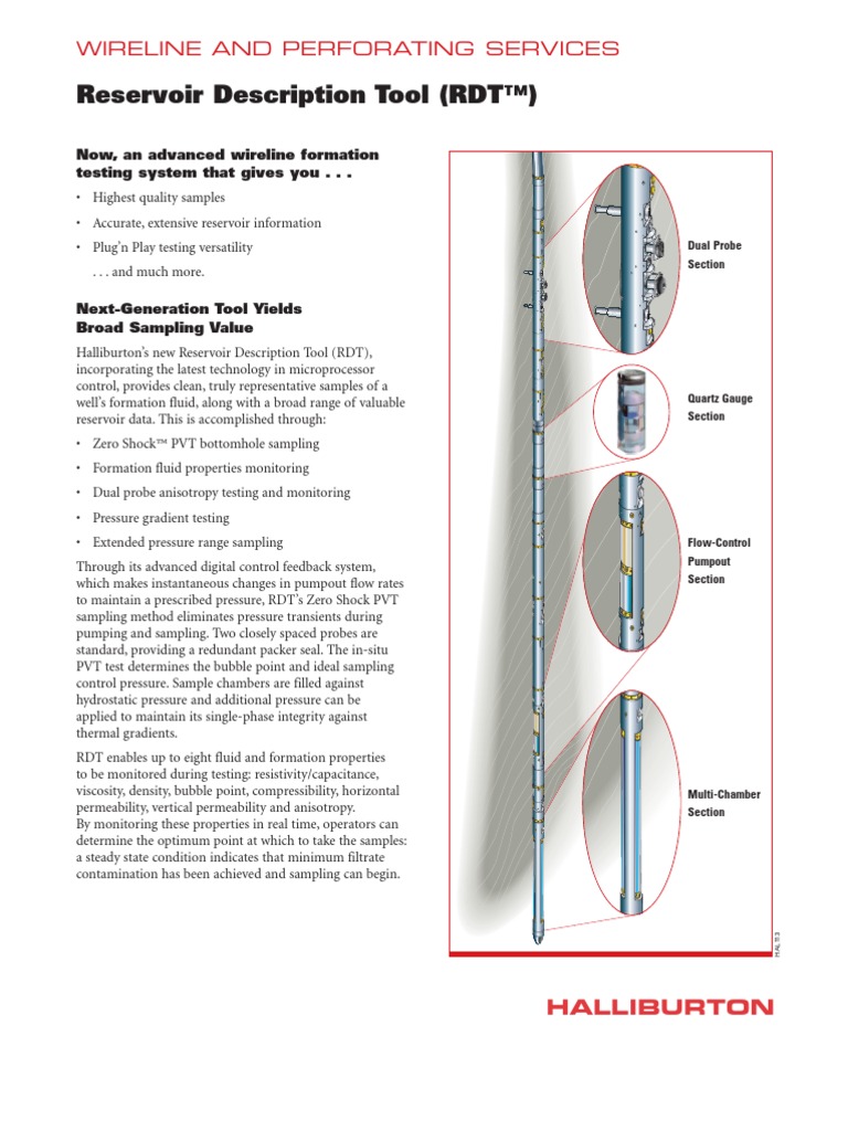 Halliburton Formation evaluation RDT tool | Petroleum Reservoir | Pressure