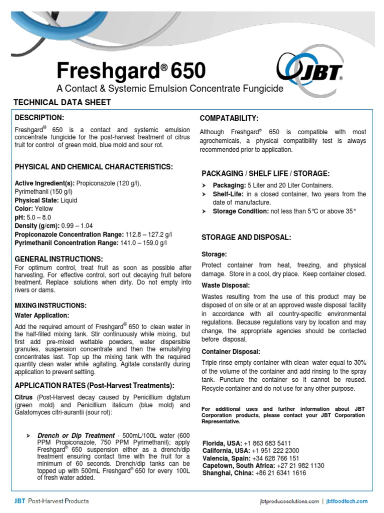 Technical Data Sheet - Freshgard 650 (Propiconazole - Pyrimethanil ...