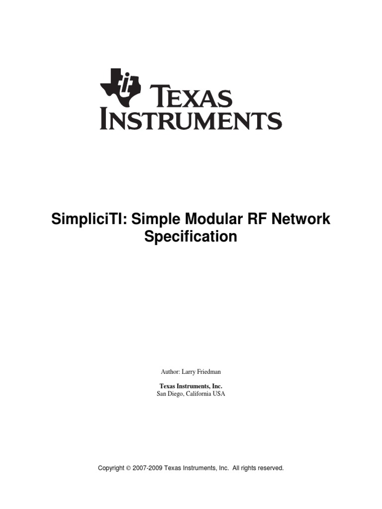 SimpliciTI Specification | PDF | Osi Model | Computer Network