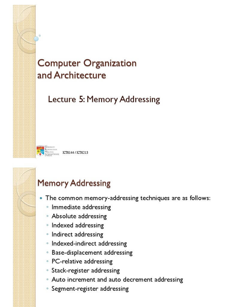 Lecture 5: Memory Addressing: KT6144 / KT6213 | PDF | Computer ...