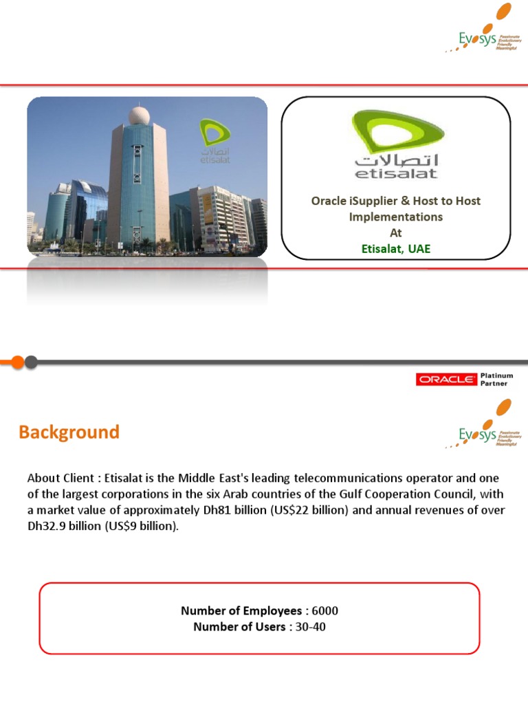 Oracle Isupplier & Host To Host Implementations At: Etisalat, Uae | PDF ...