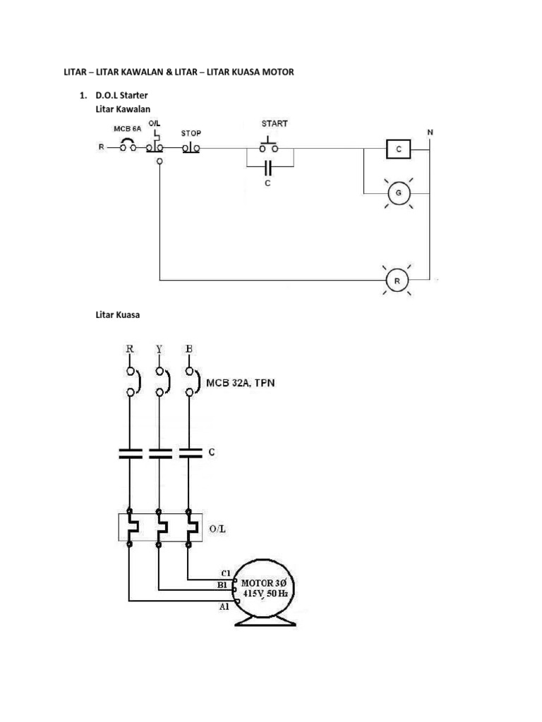 Litar - Litar Kawalan & Litar - Litar Kuasa Motor 1. D.O.L Starter ...