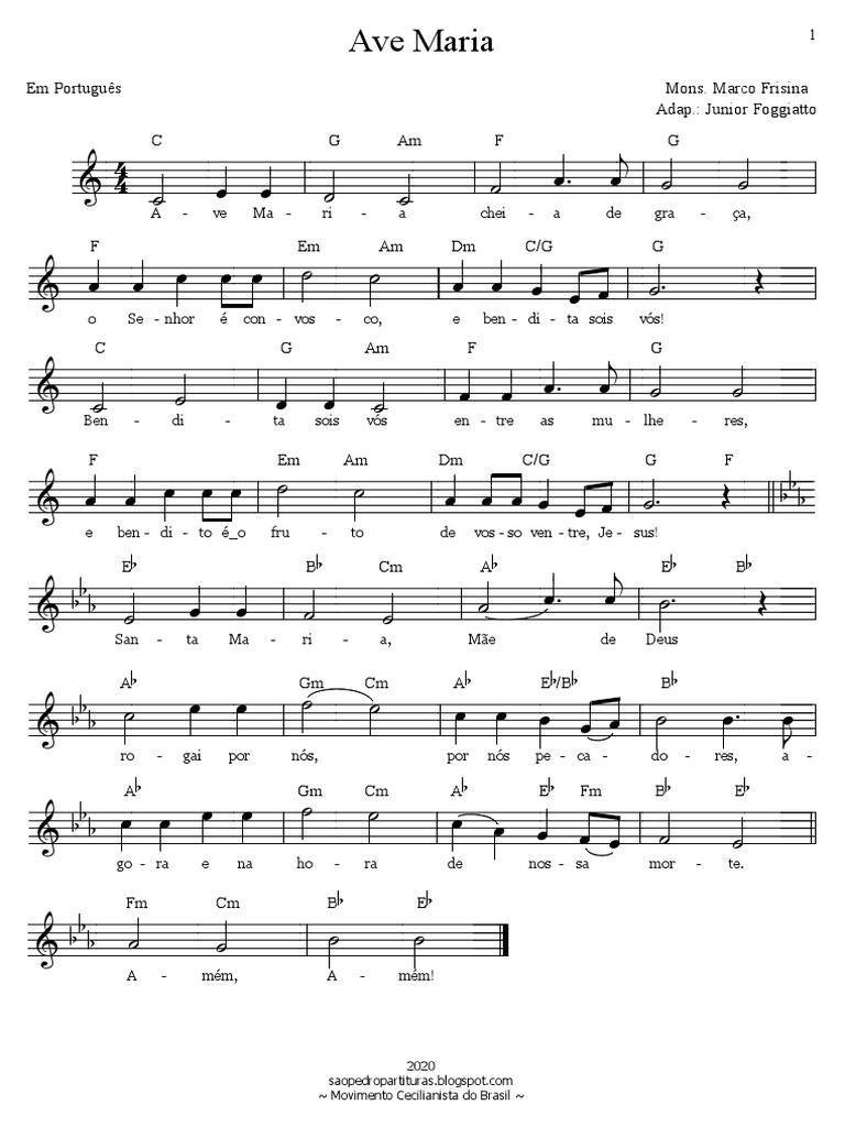 Ave Maria Frisina Tom Original Letra PT | PDF
