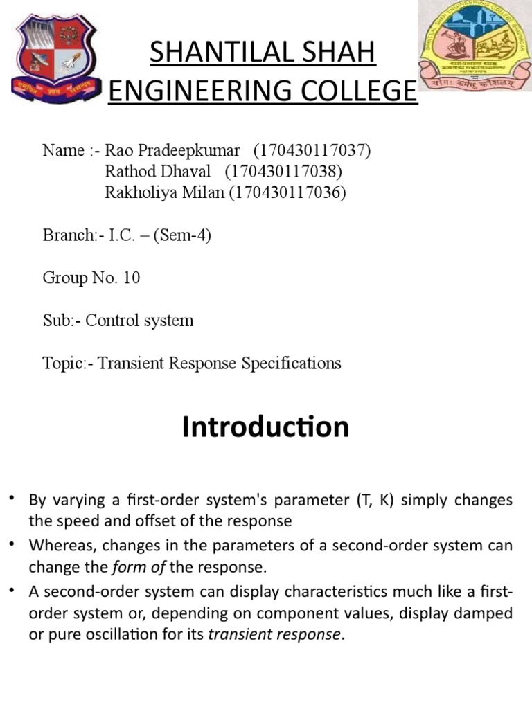 Control System PPT Group No 10 | PDF | Damping | Mechanics