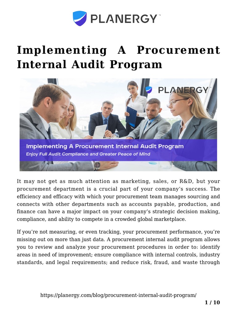 Implementing A Procurement Internal Audit Program | PDF | Procurement | Audit