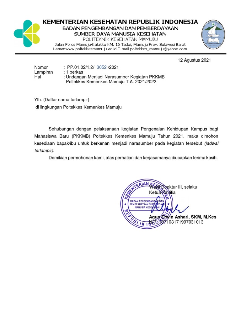 Contoh Undangan Pkkmb Pdf
