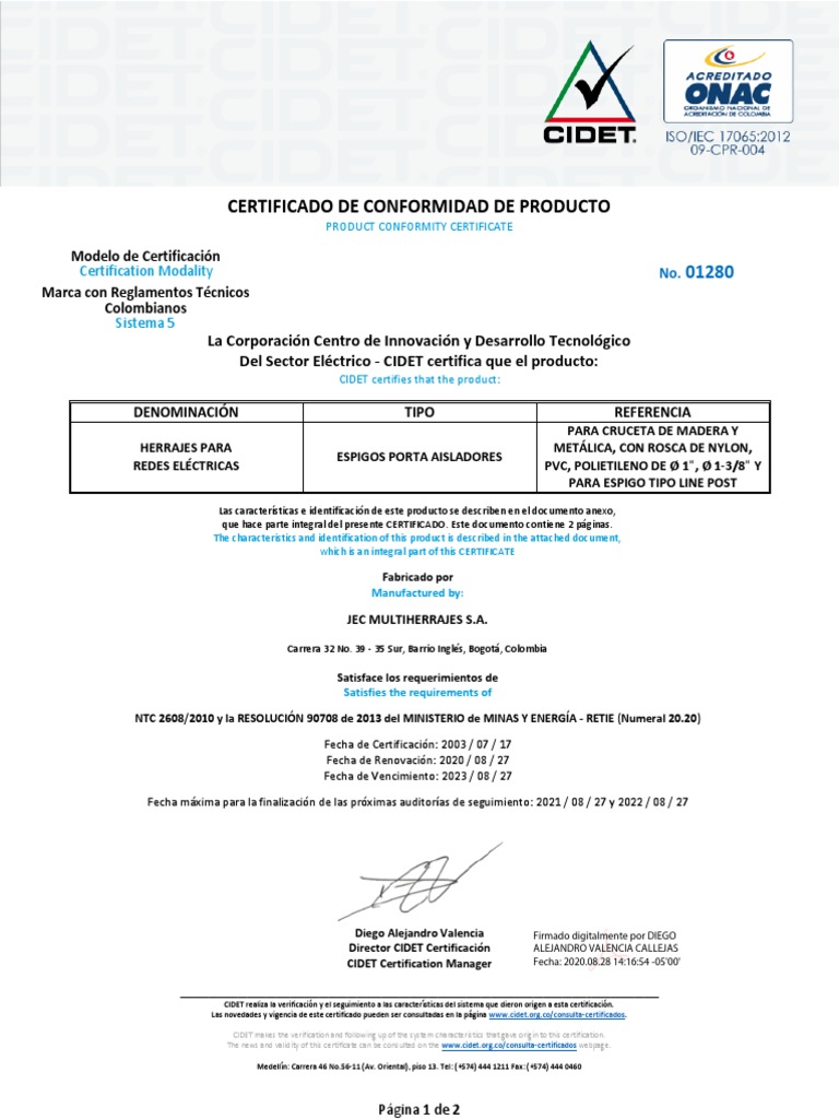 Espigos Porta Aislador | PDF | Química | Materiales