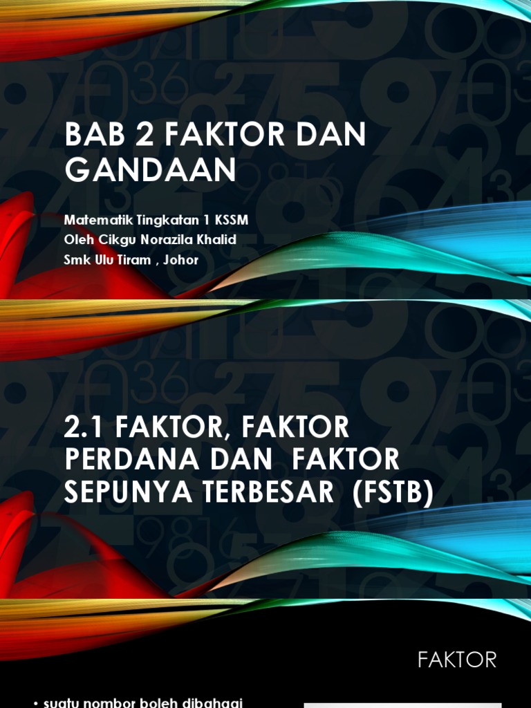 Bab 2 Faktor Dan Gandaan: Matematik Tingkatan 1 KSSM Oleh Cikgu ...