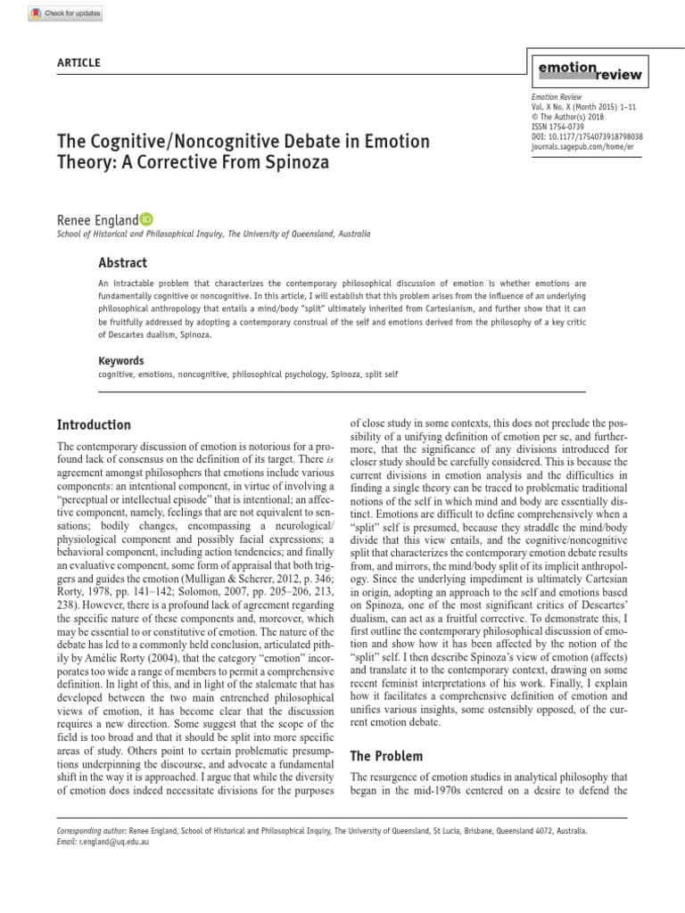 England, R. (2019) - The Cognitive-Noncognitive Debate in Emotion ...