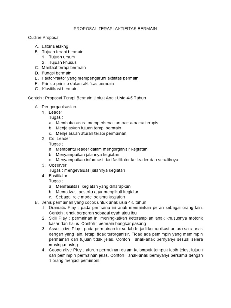 Proposal Program Bermain | PDF