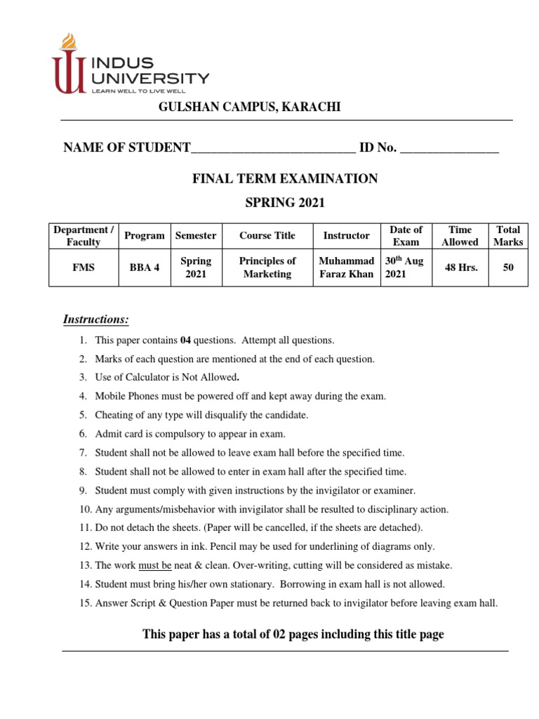 POM Final Paper | Download Free PDF | Brand | Test (Assessment)