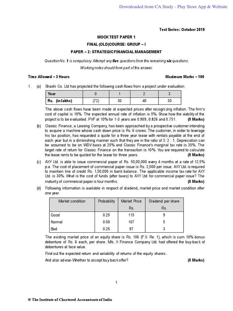 Question No. 1 Is Compulsory. Attempt Any Five Questions From The ...